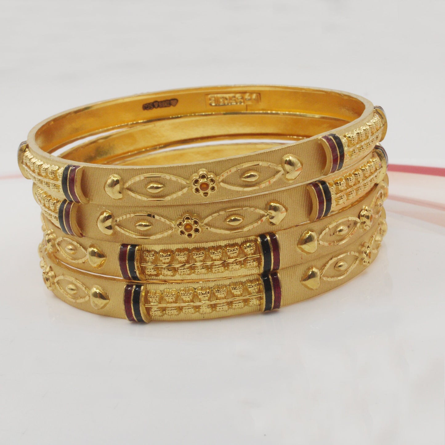 22k yellow gold handmade traditional indian bangle bracelet kada pair ...